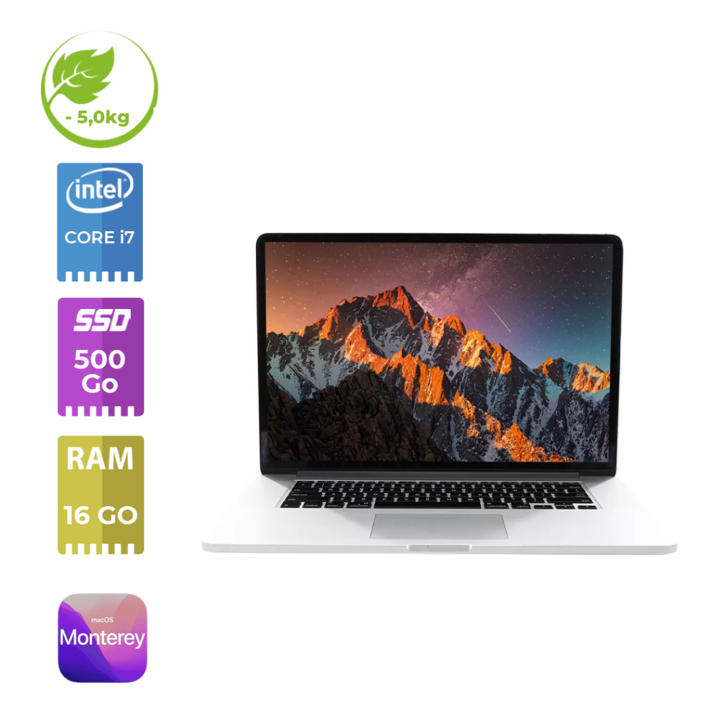 Macbook Pro A1398 EMC 2909 15" - Intel Core i7-4770HQ - 2,20 Ghz - 16Go ...